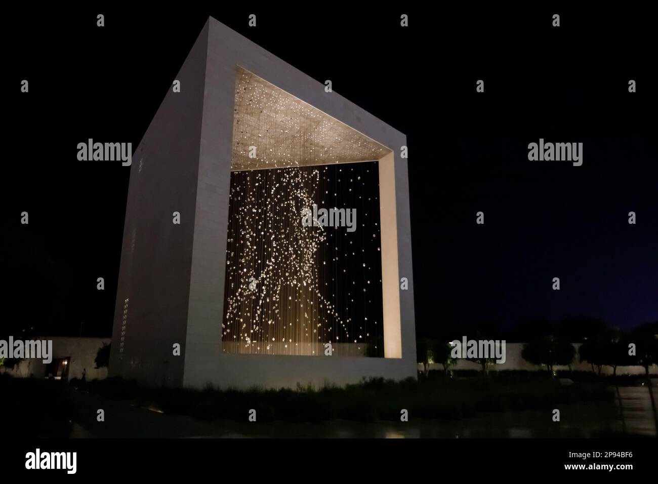 ABU DHABI, UAE. 20 October, 2022. Night time view of the Founders ...