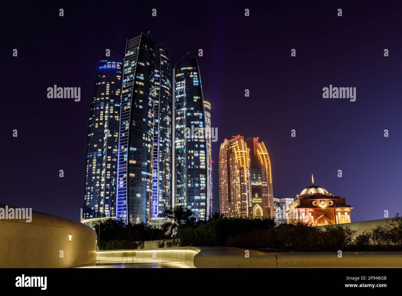ABU DHABI, UAE. 20 October, 2022. Night time view of the Emirates ...