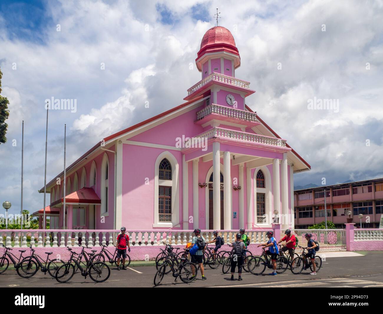 Church pacific island architecture, cyklo tour, French Polynesia ...