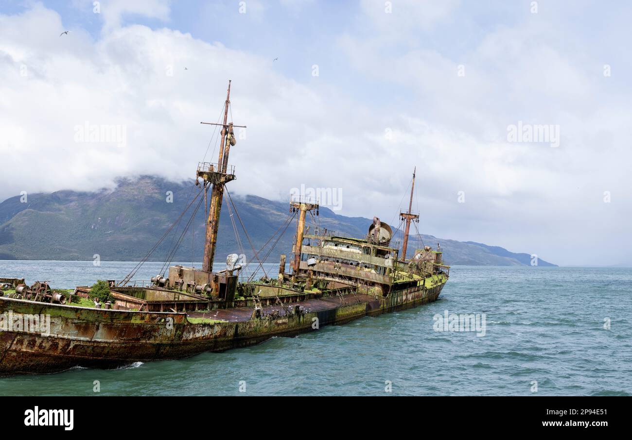 Wreck of MV Captain Leonidas, a freighter that ran aground on the Bajo ...