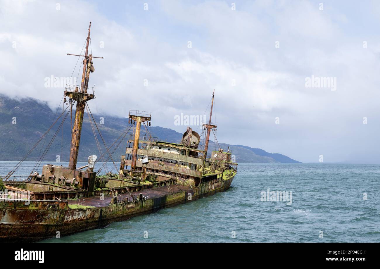 Wreck of MV Captain Leonidas, a freighter that ran aground on the Bajo ...