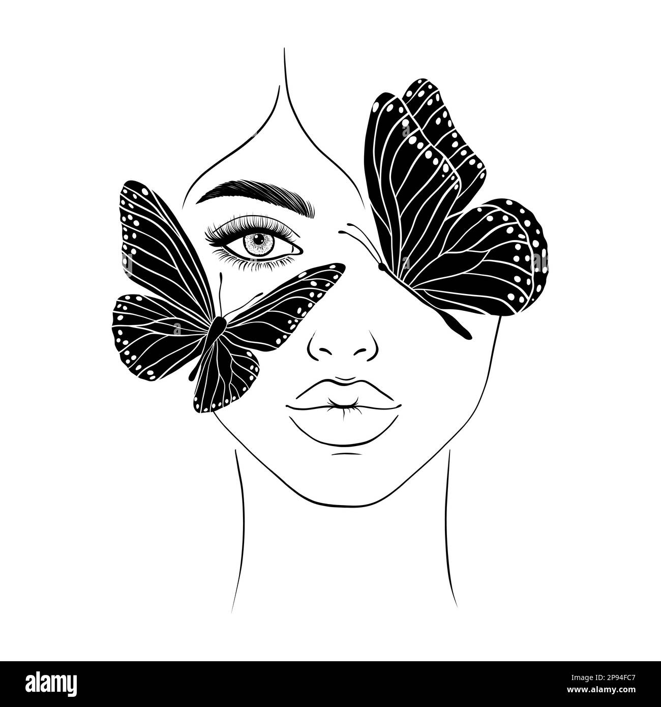 Woman face and butterflies Stock Vector Image & Art - Alamy