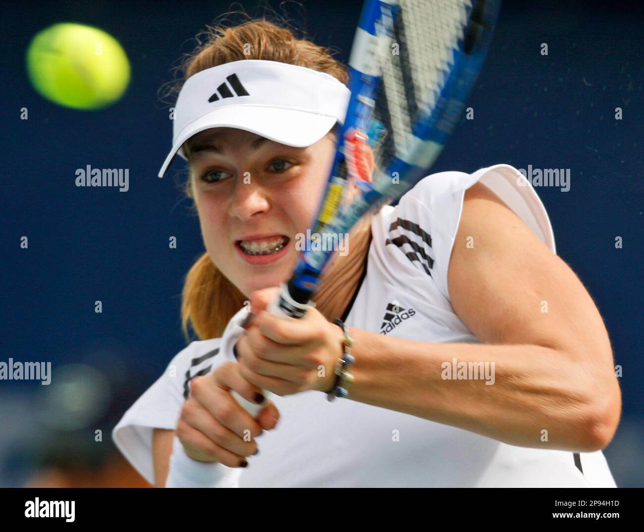 Russia's Anastasia Pavlyuchenkova returns the ball to Venus Williams ...
