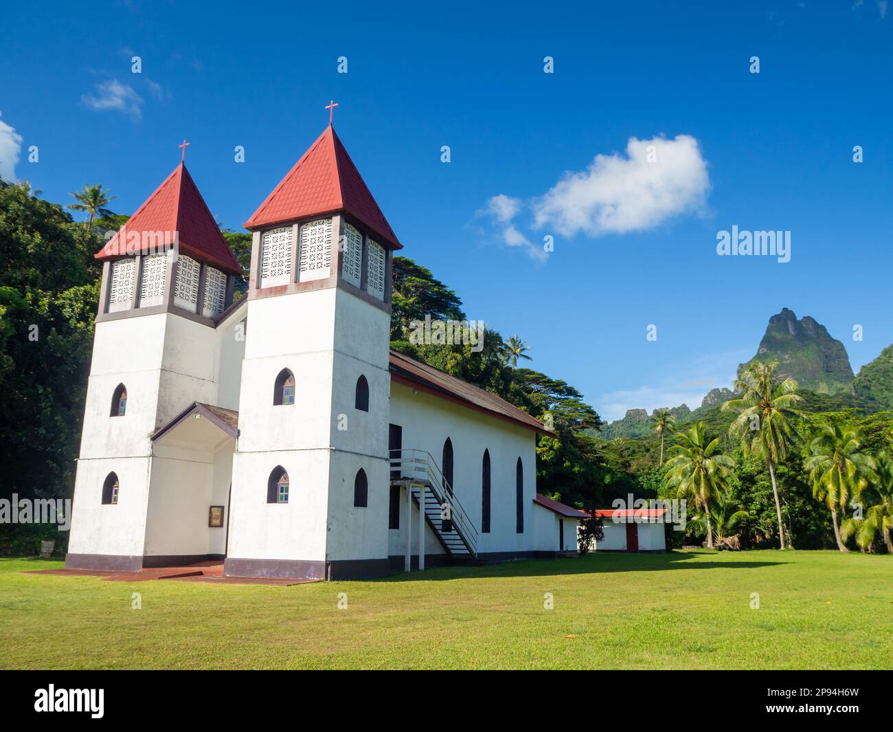 Church pacific island architecture, French Polynesia, Tahiti Stock ...