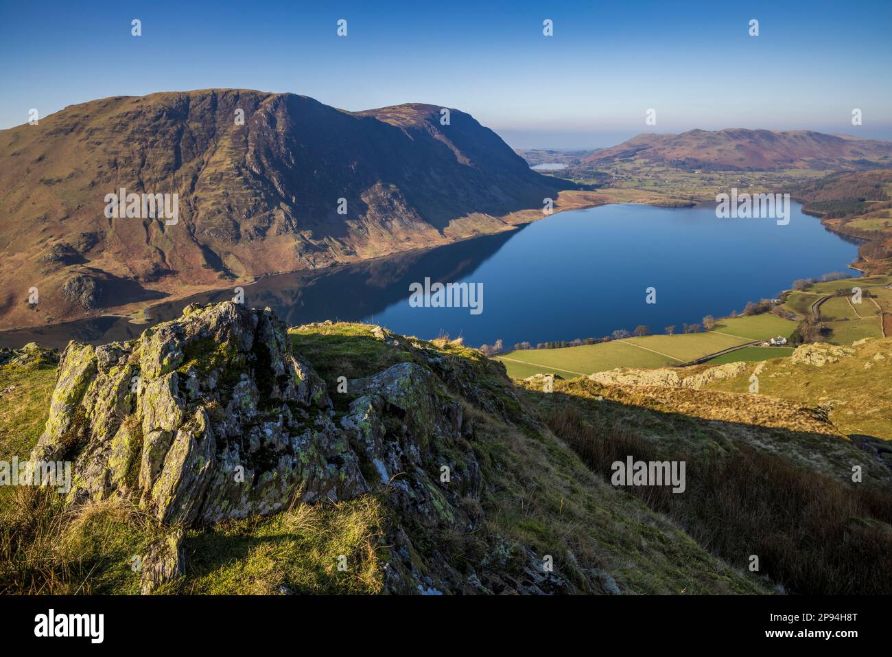 Crummock Water from Rannerdale Knotts in the Lake District, Cumbria ...