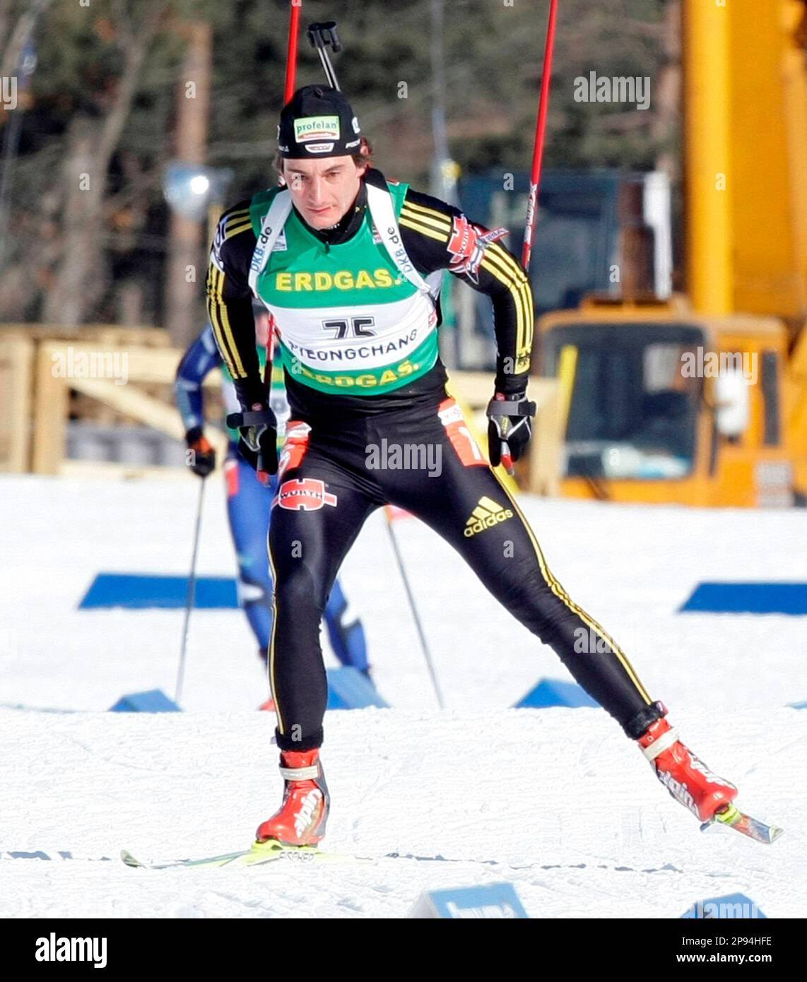 Germany's silver medalist Christoph Stephan skies during the men's 20 ...
