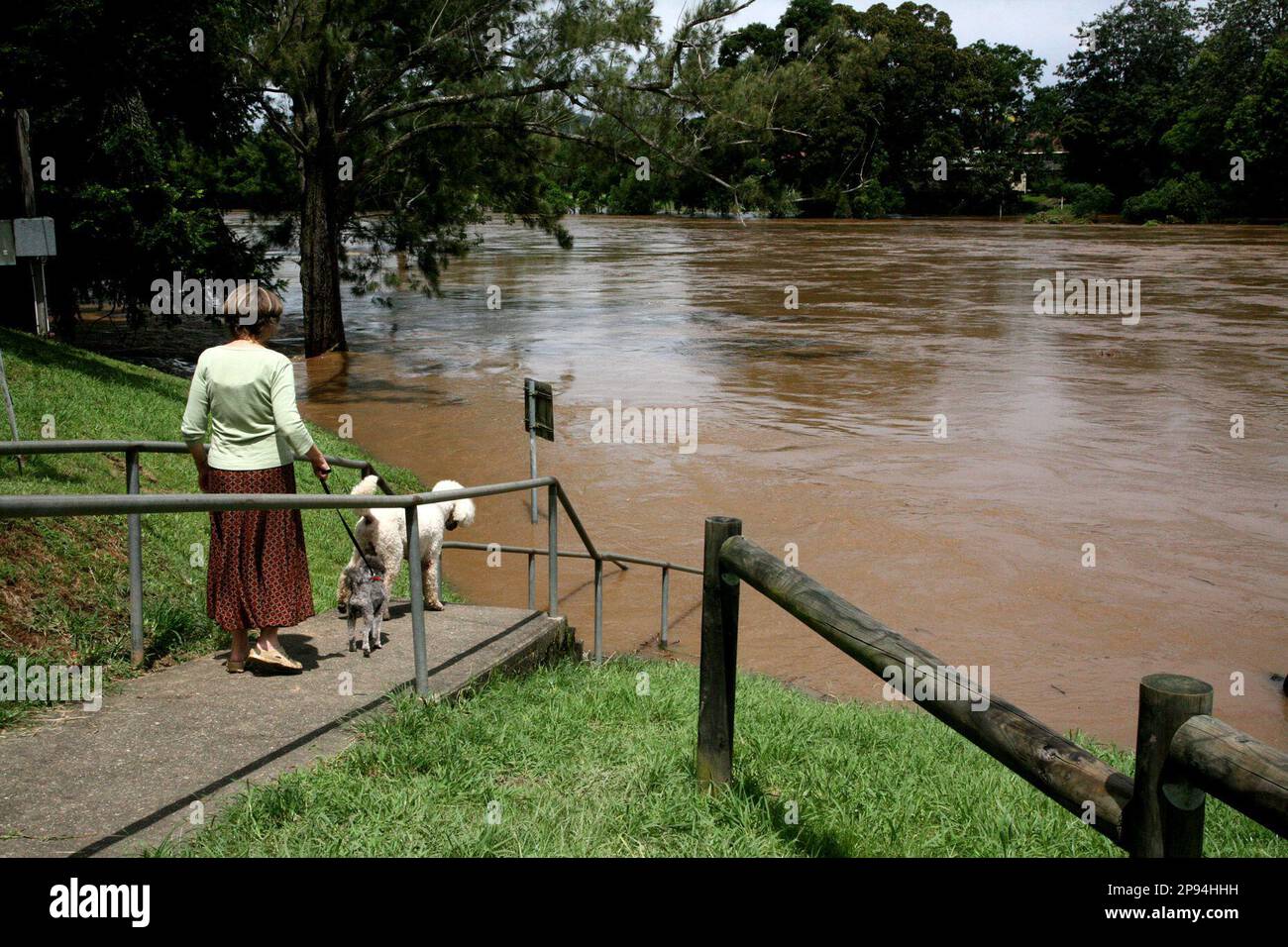 A woman stands on the north side of Lavenders Bridge at the edge of the ...