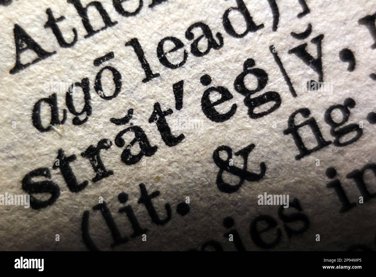 Definition of word strategy on dictionary page, close-up Stock Photo ...