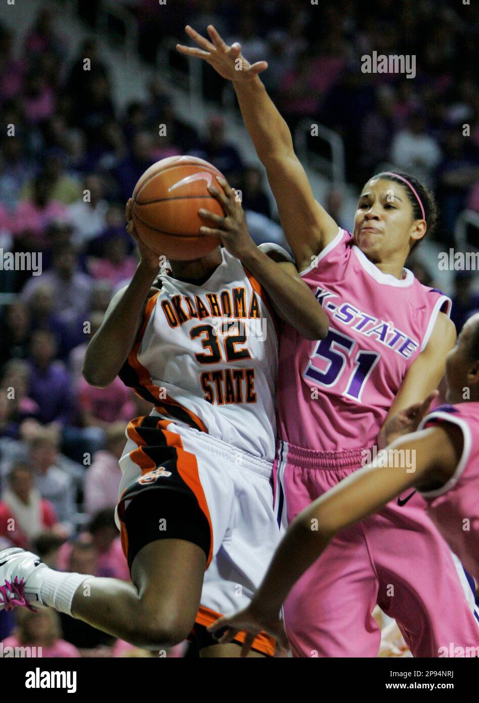 Kansas State forward Marlies Gipson (51) covers a shot by Oklahoma ...