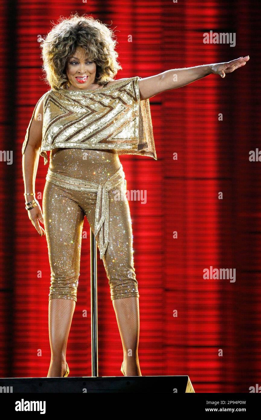 U.S. singer Tina Turner performs on stage during her concert at the ...