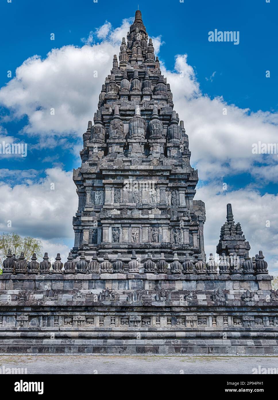 One of the magnificent towers of the Candi Prambanan Hindu temple in ...