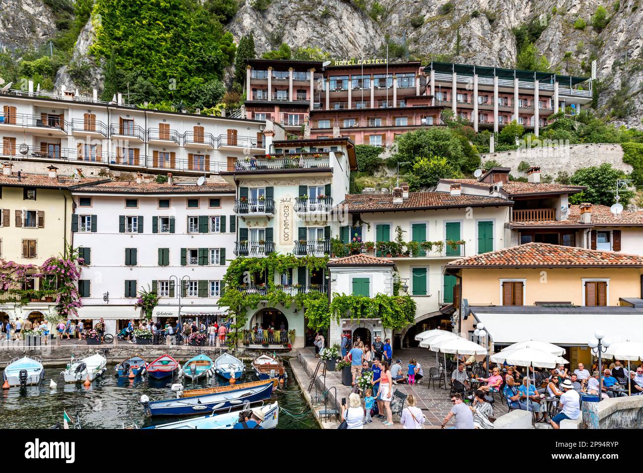 Port and center in Limone sul Garda, Lake Garda, Province of Brescia ...