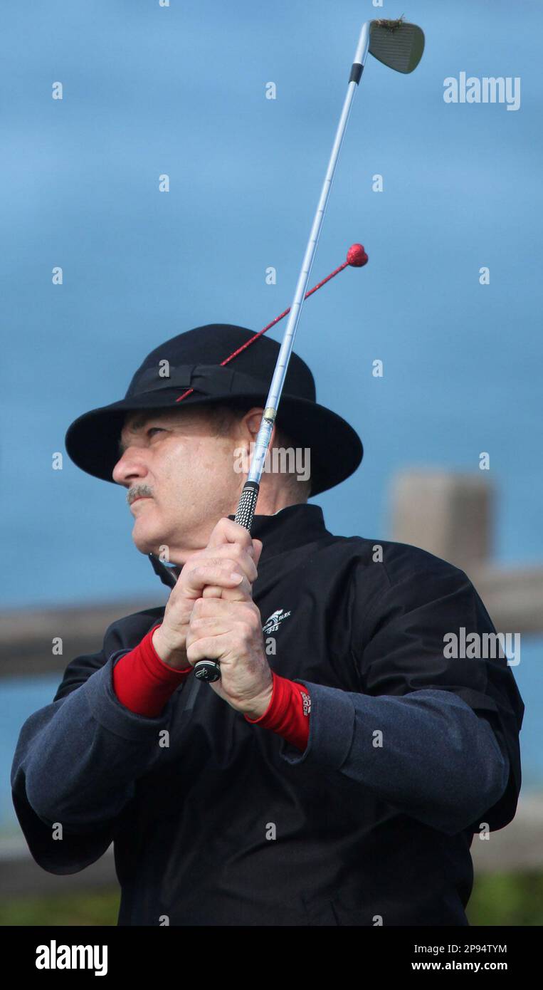 Actor Bill Murray tees off on the seventh hole at Pebble Beach Golf ...
