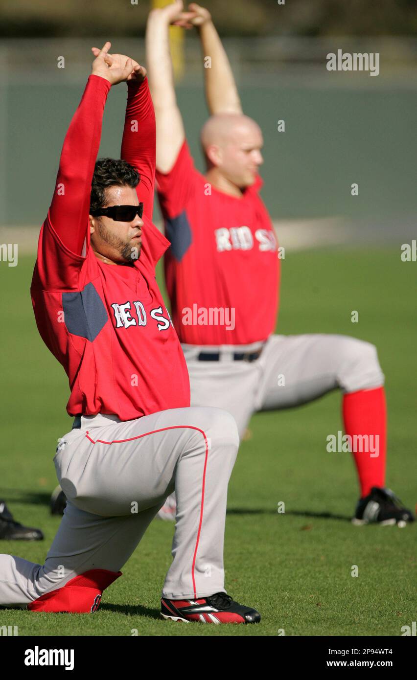Boston Red Sox pitchers Manny Delcarmen, left, and Justin Masterton ...