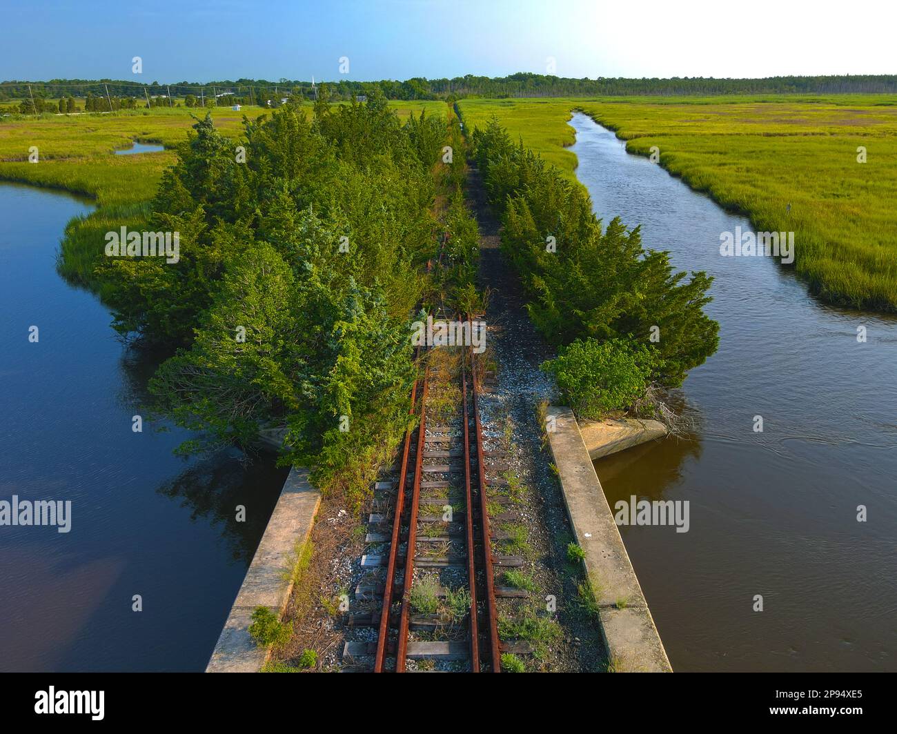 Abandoned Shore Line Tressel & Marsh Stock Photo - Alamy