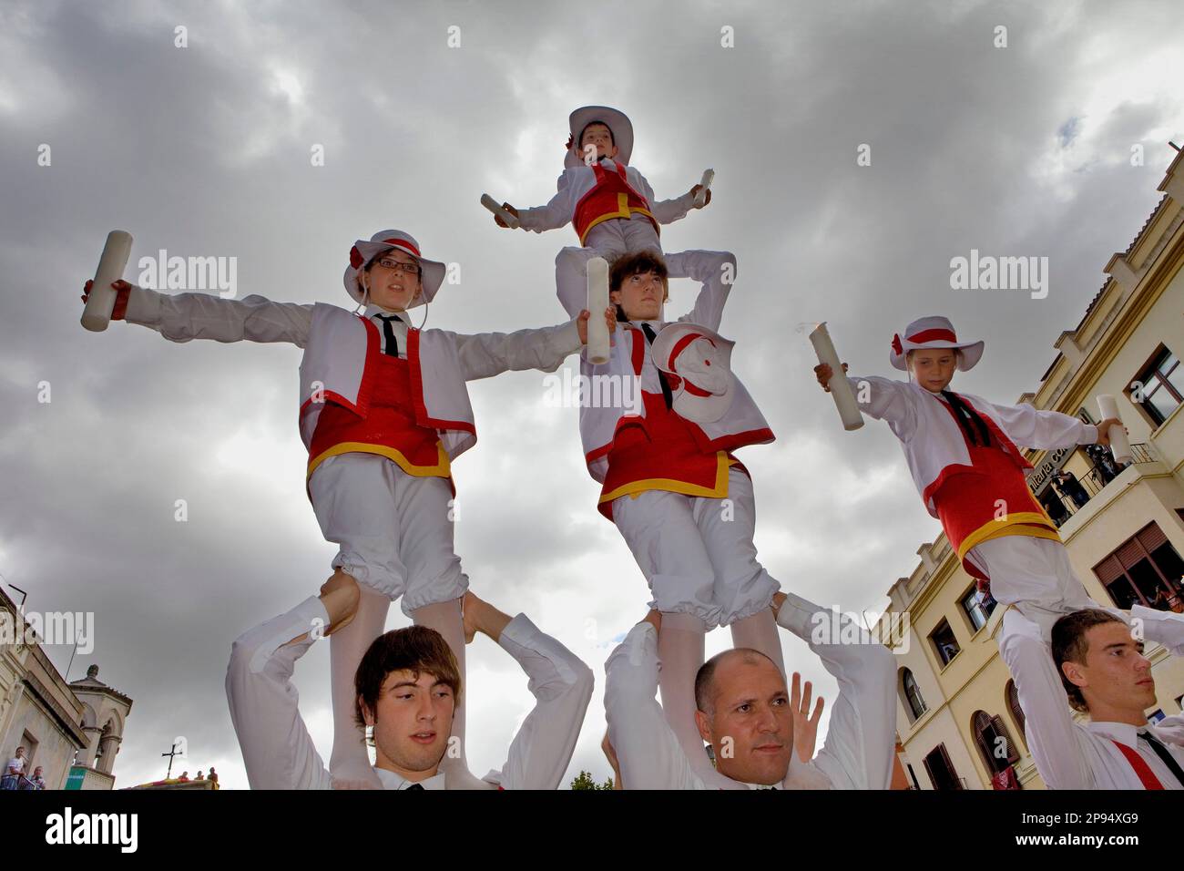 `Moixiganga' of Vilafranca del Penedès, building human towers, a ...