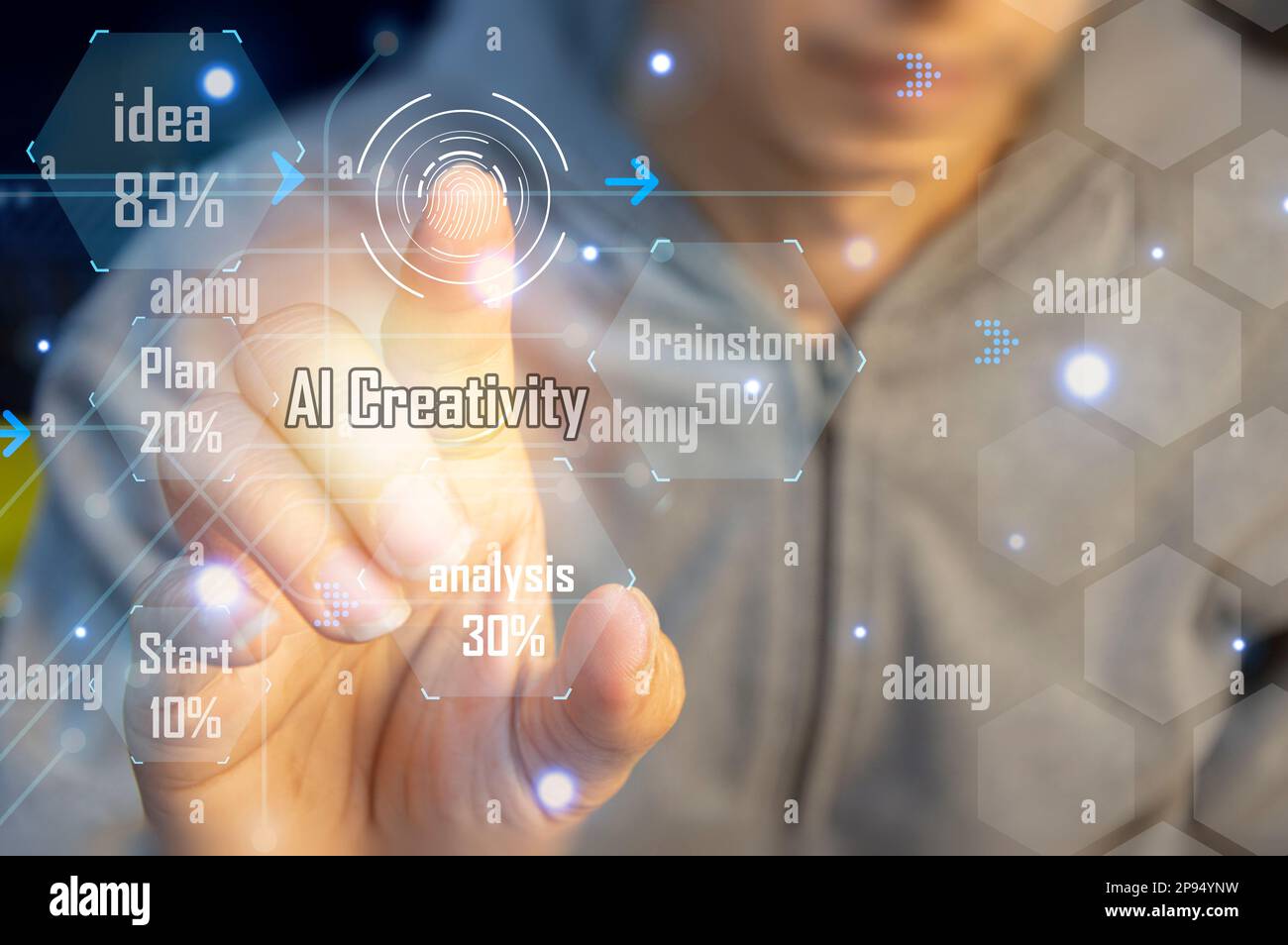 The concept of technology and people using AI to help with work ...