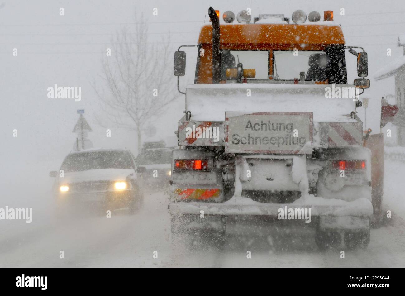 A snow plug is seen in Lofer,in the Austrian province of Salzburg ...