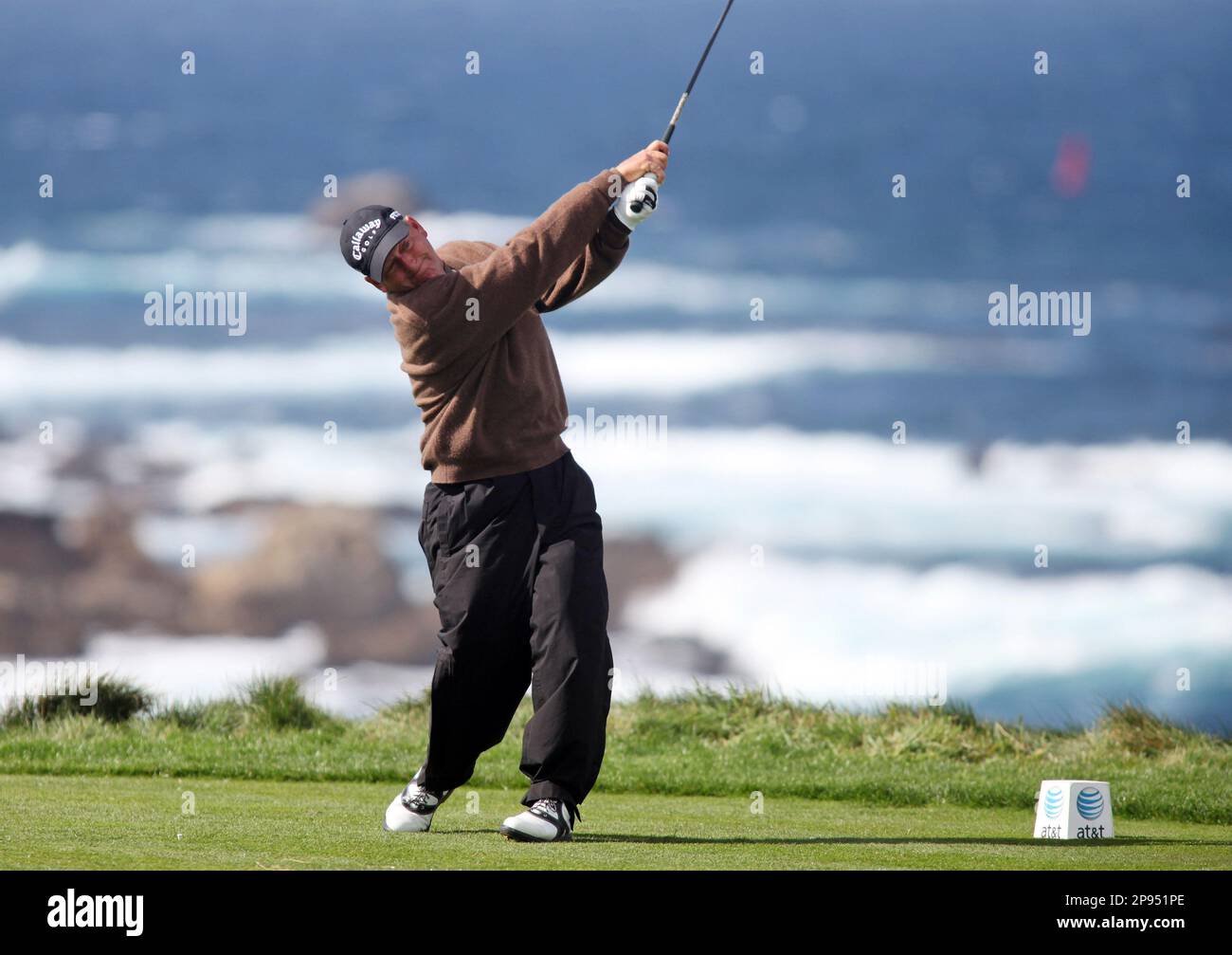 Mark Brooks tees off on the scenic fourth hole at Spyglass Hill Golf ...