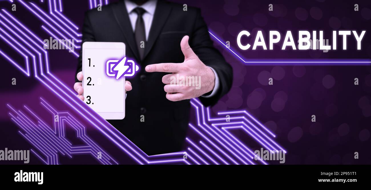 Text caption presenting Capability. Business concept the facility or ...