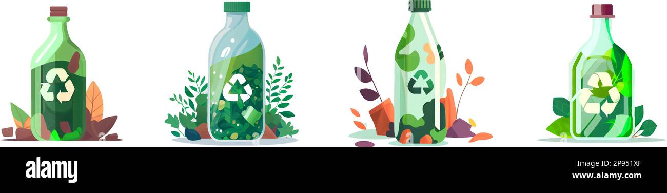 set vector illustration of reduce waste concept isolate white ...