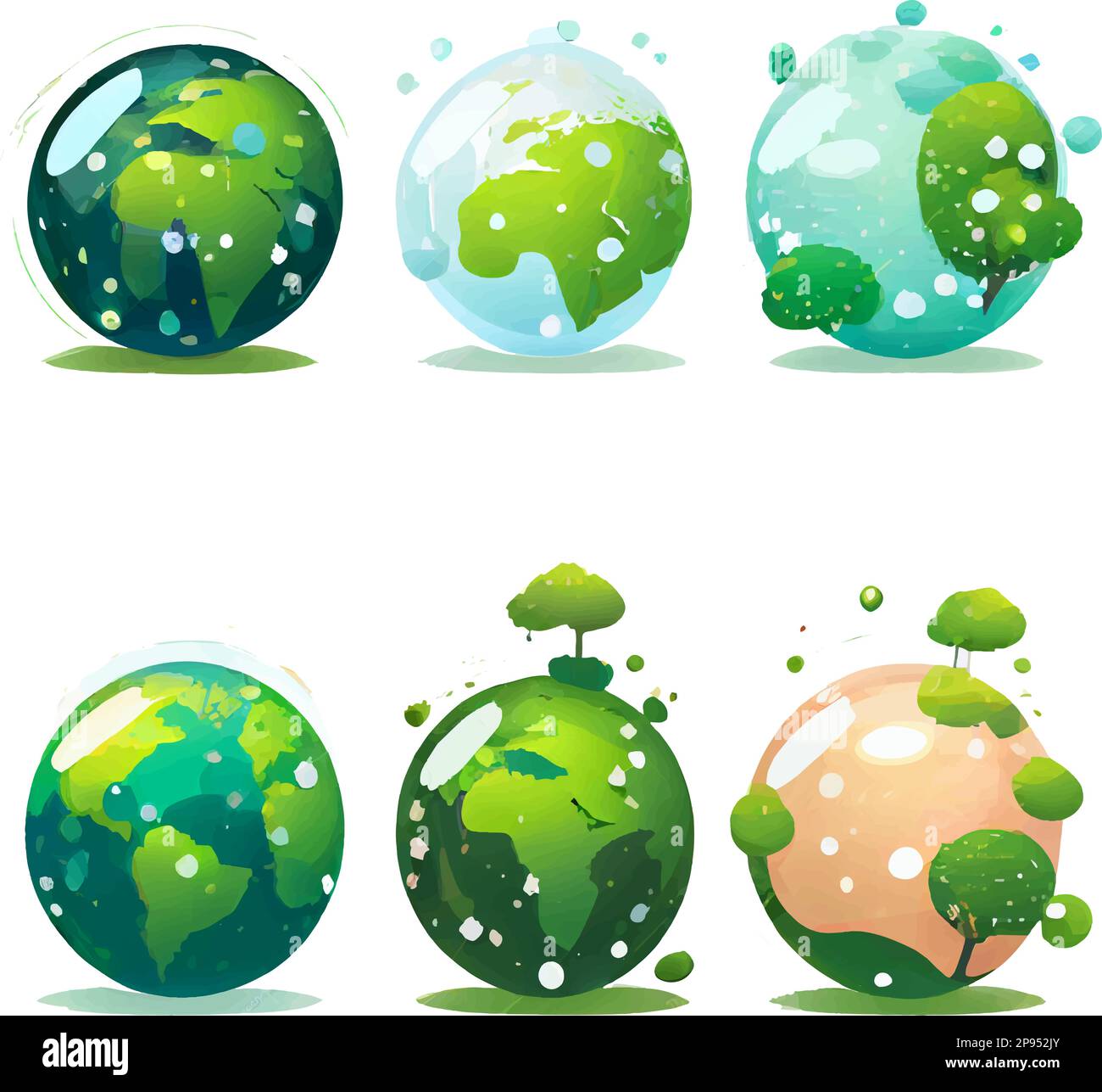 set vector illustration isolation of earth planet on hands on white ...
