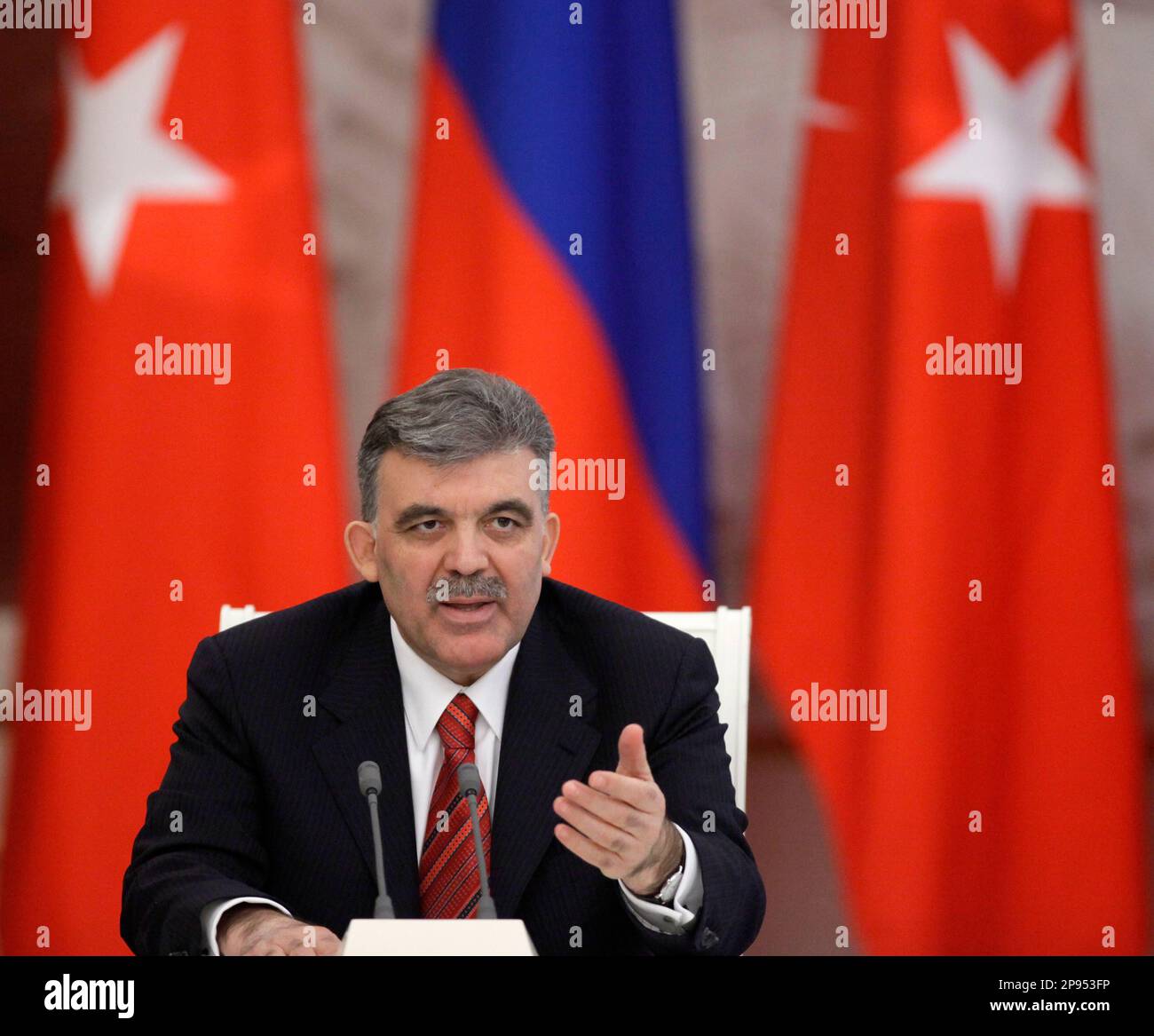 Turkey's President Abdullah Gul speaks during his meeting with Russian ...