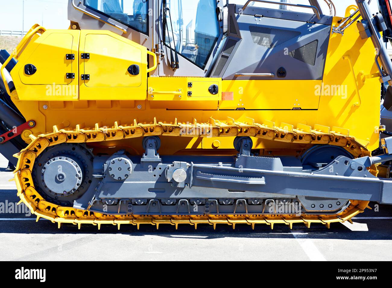 Tracked construction machinery on exhibition Stock Photo - Alamy