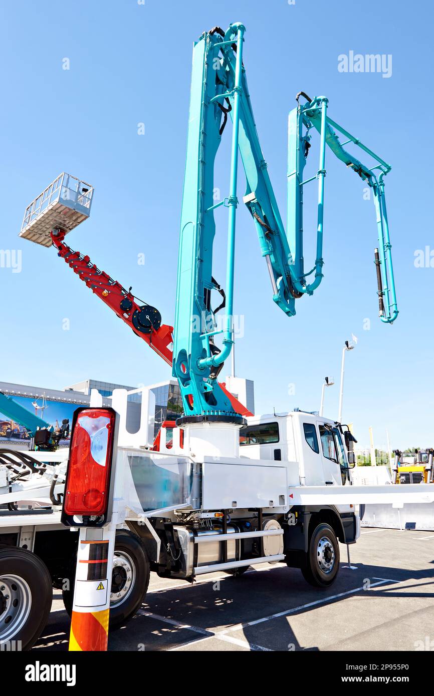 Hydraulic support for truck construction concrete pump Stock Photo - Alamy