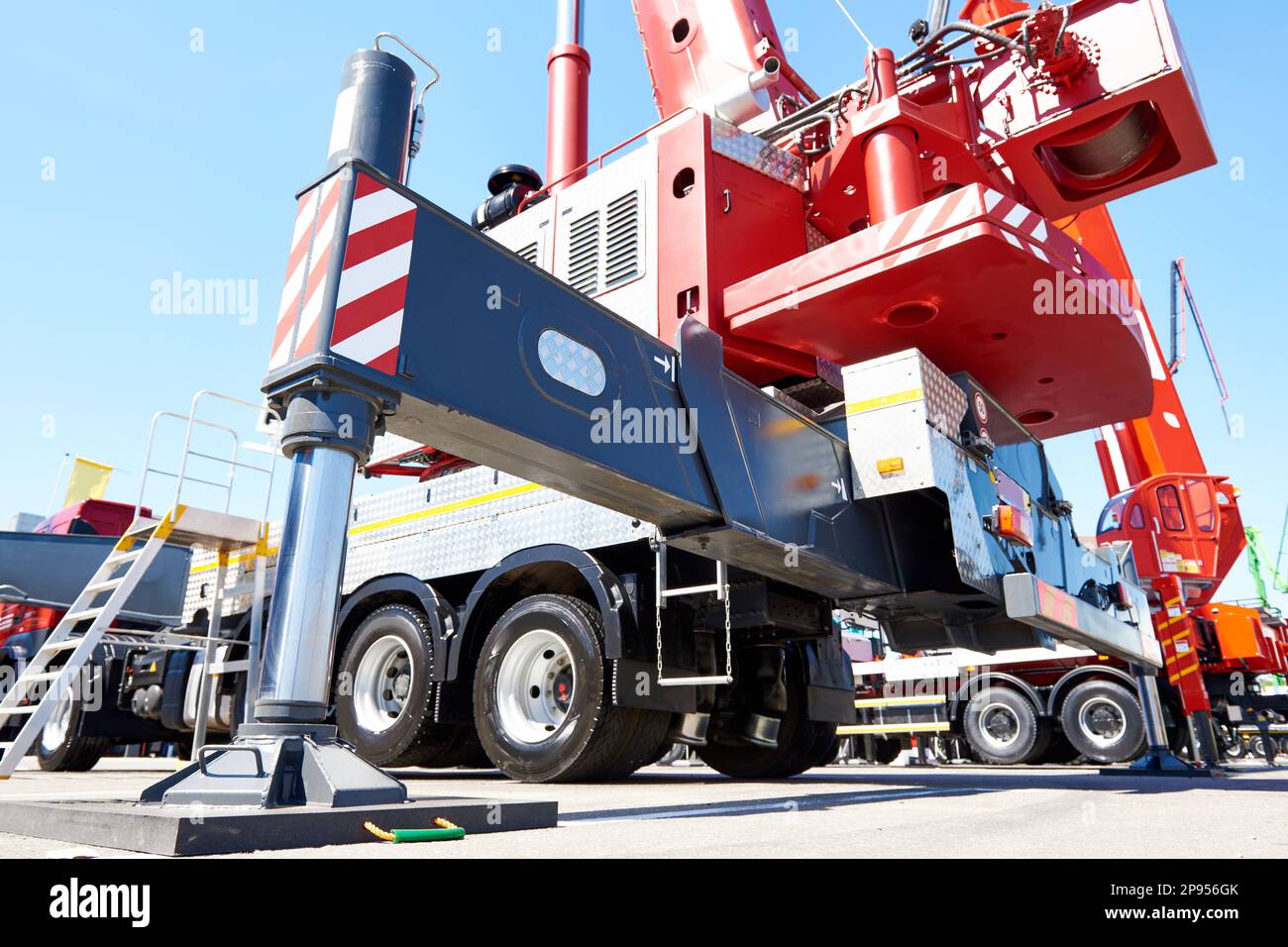 Hydraulic support for truck construction lift crane Stock Photo - Alamy