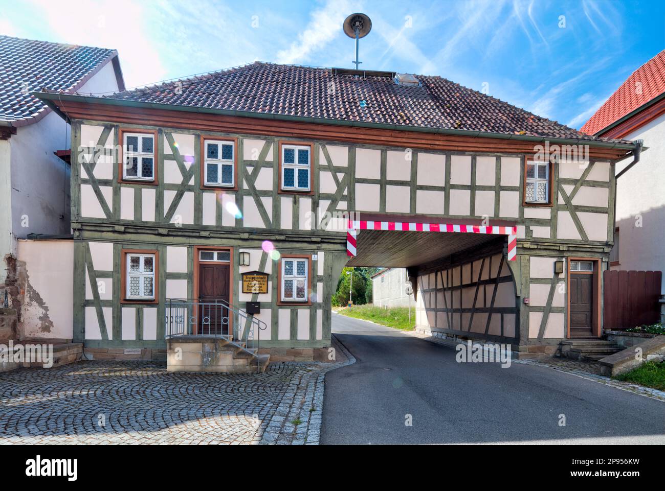 Gatehouse, house facade, facade, half-timbering, village view ...