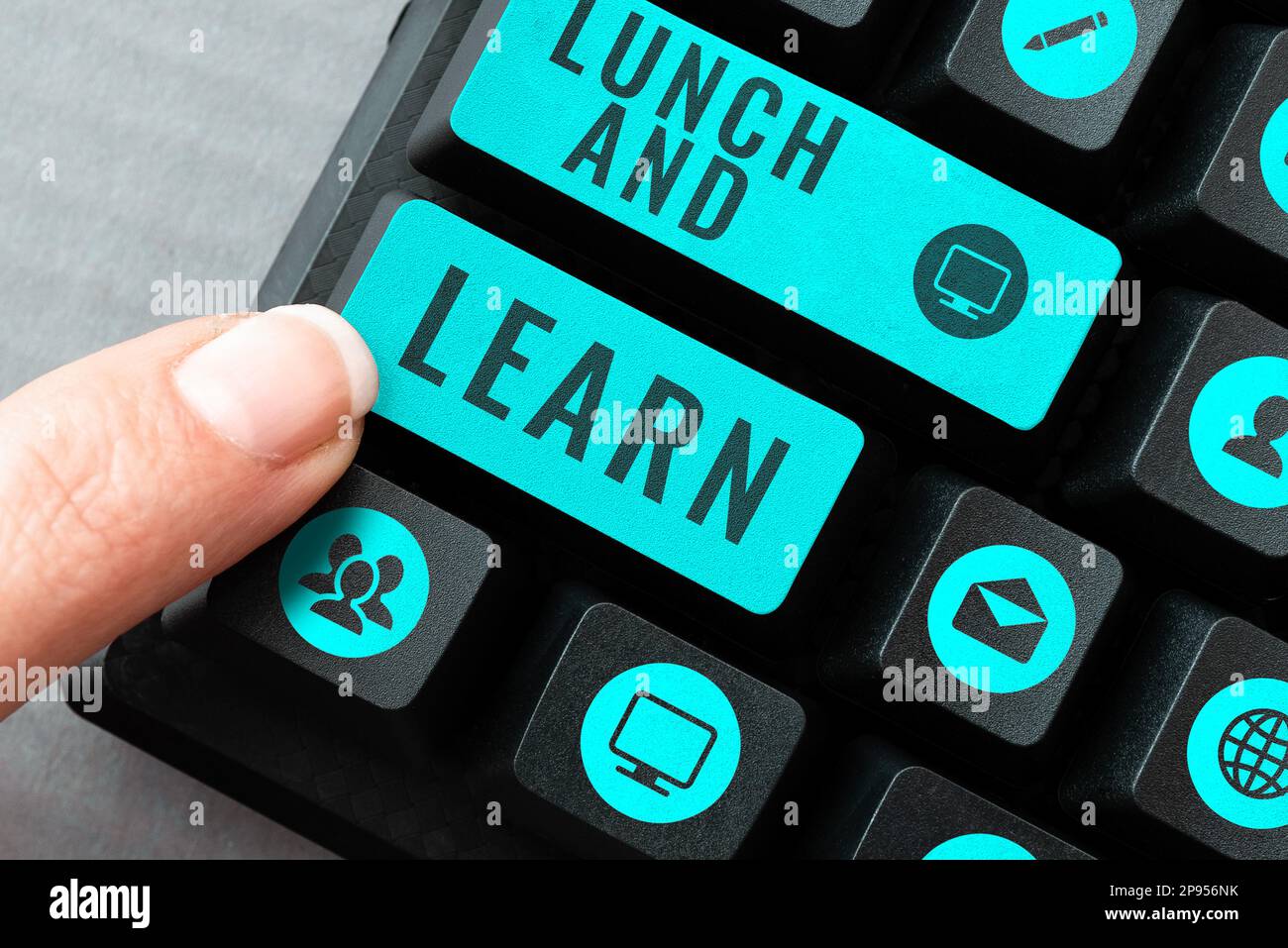 Conceptual display Lunch And Learn. Business concept Have meal and ...