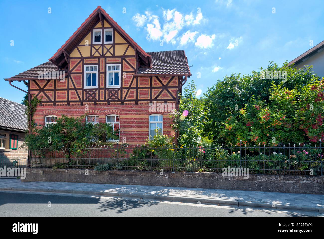 Half-timbered house; half-timbered house; facade; village view ...