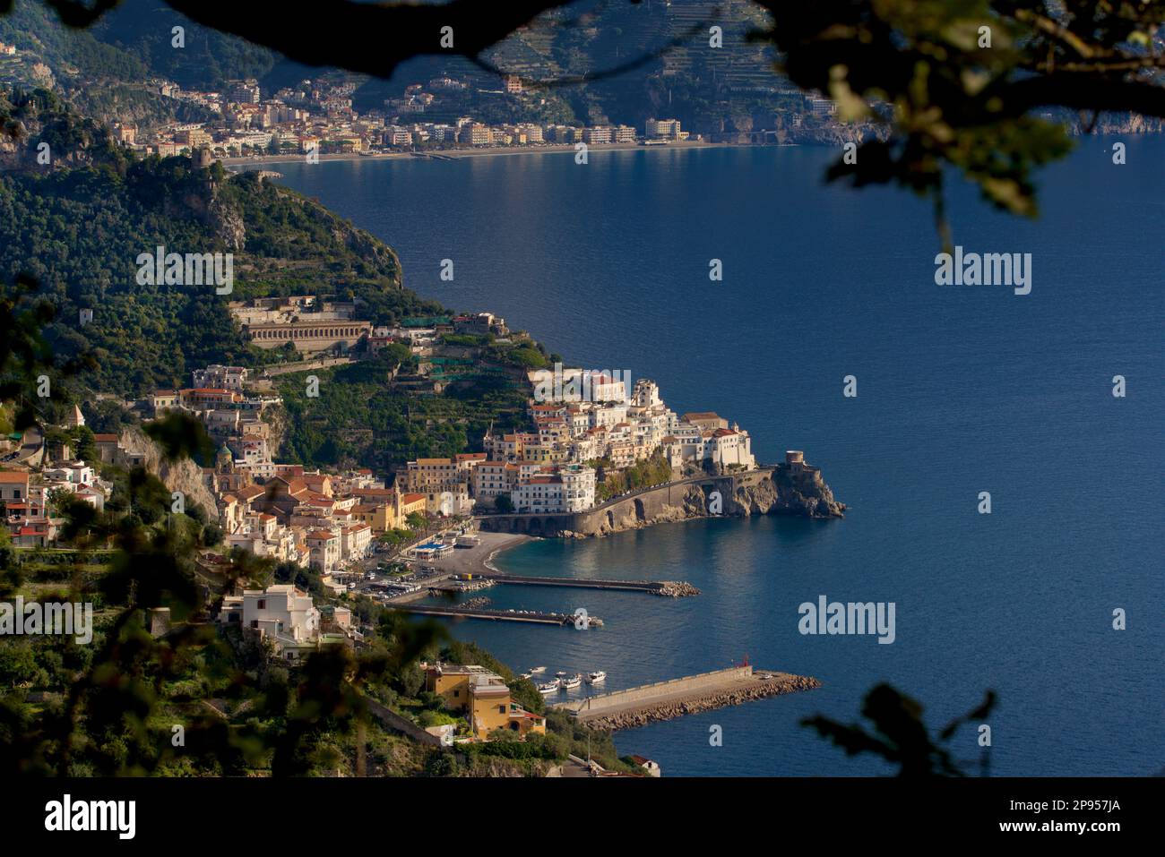 The Italian coastal town of Amalfi viewed from the neighbouring ...