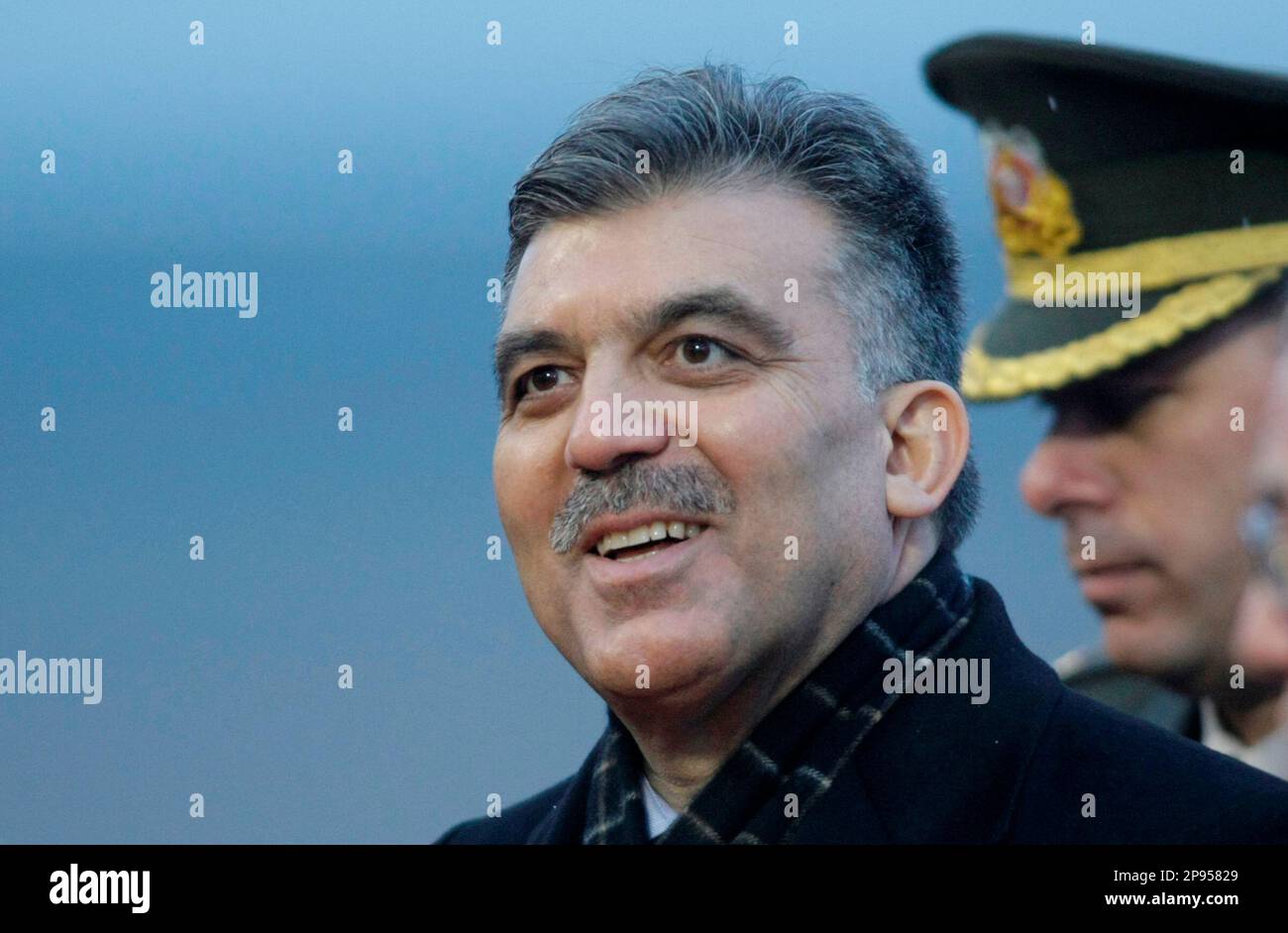 Turkish President Abdullah Gul,, reviews the honor guards shortly after ...