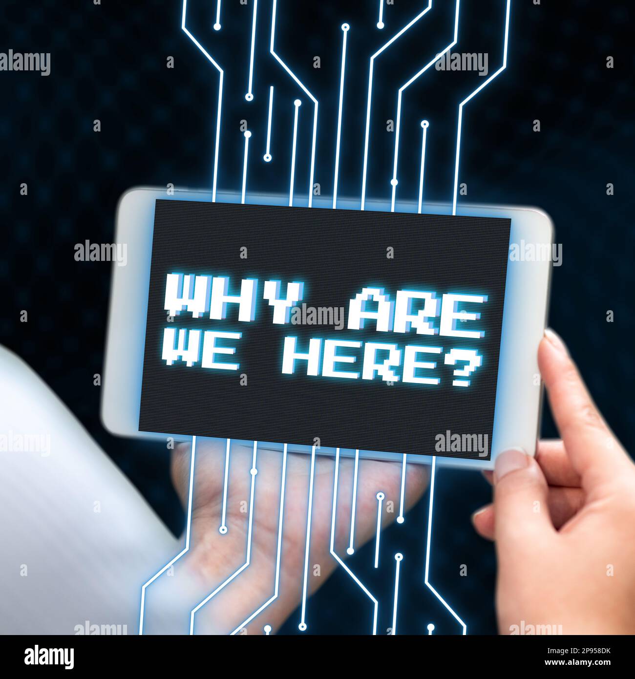 Hand writing sign Why Are We Here. Business overview Reasons to be ...