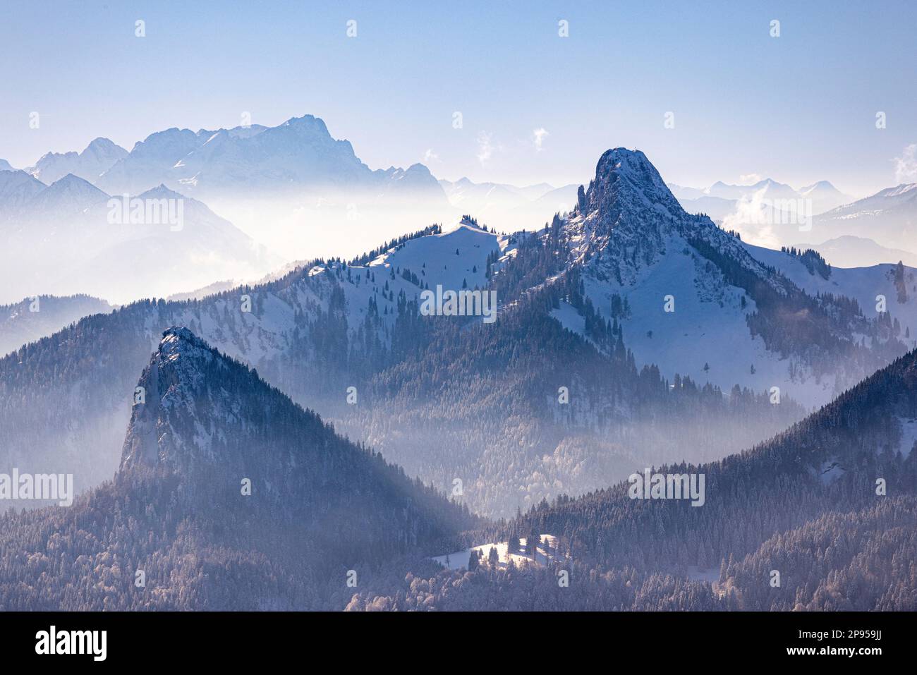 View from Wallberg to Leonhardstein, Roßstein and Buchstein and ...