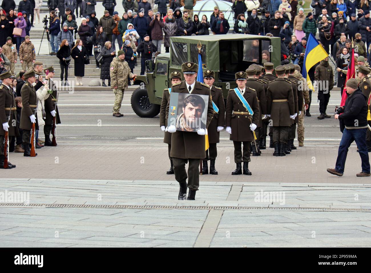 KYIV, UKRAINE - MARCH 10, 2023 - The coffin with the body of Hero of Ukraine, commander of the ...