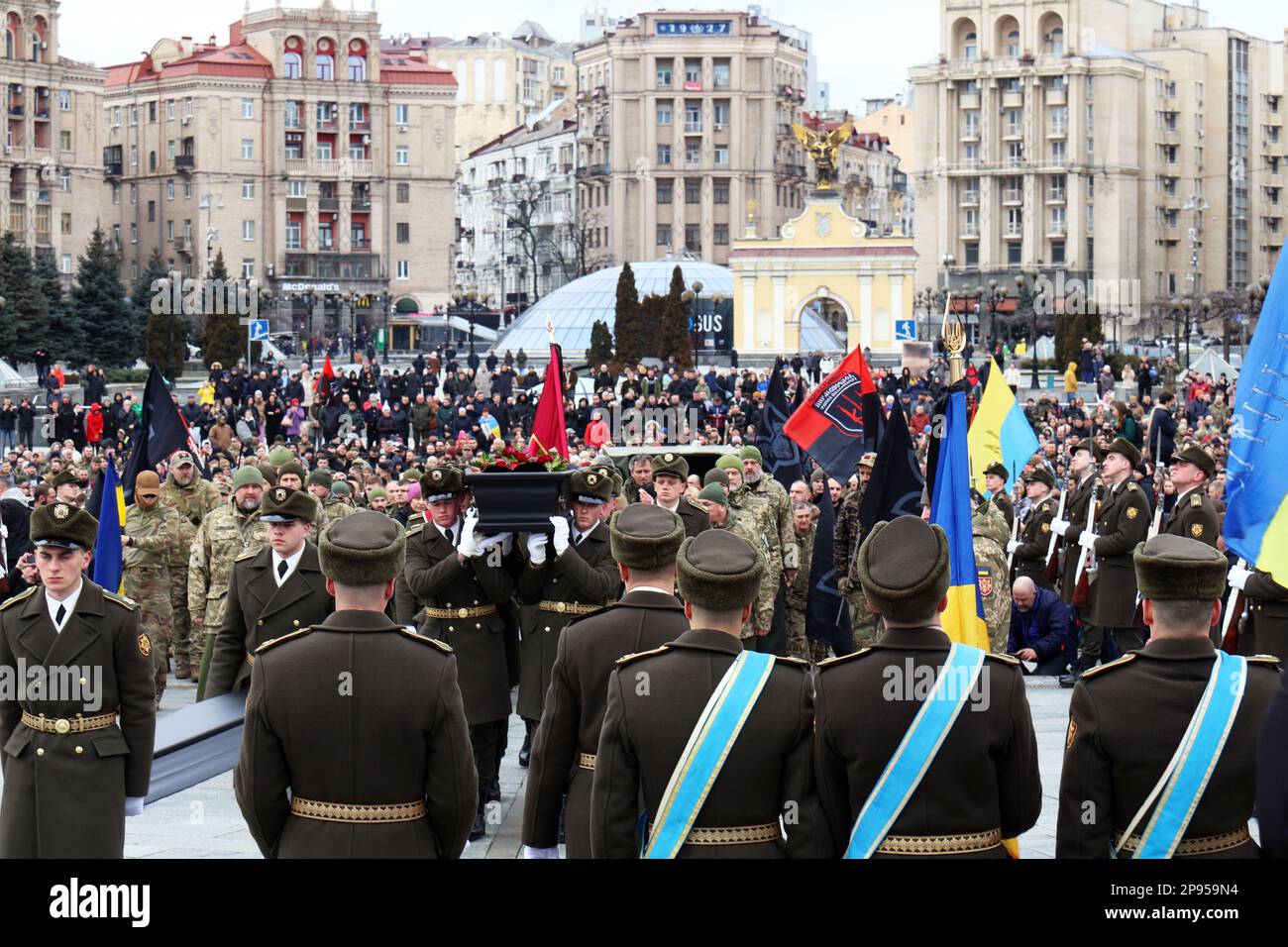 KYIV, UKRAINE - MARCH 10, 2023 - The coffin with the body of Hero of Ukraine, commander of the ...