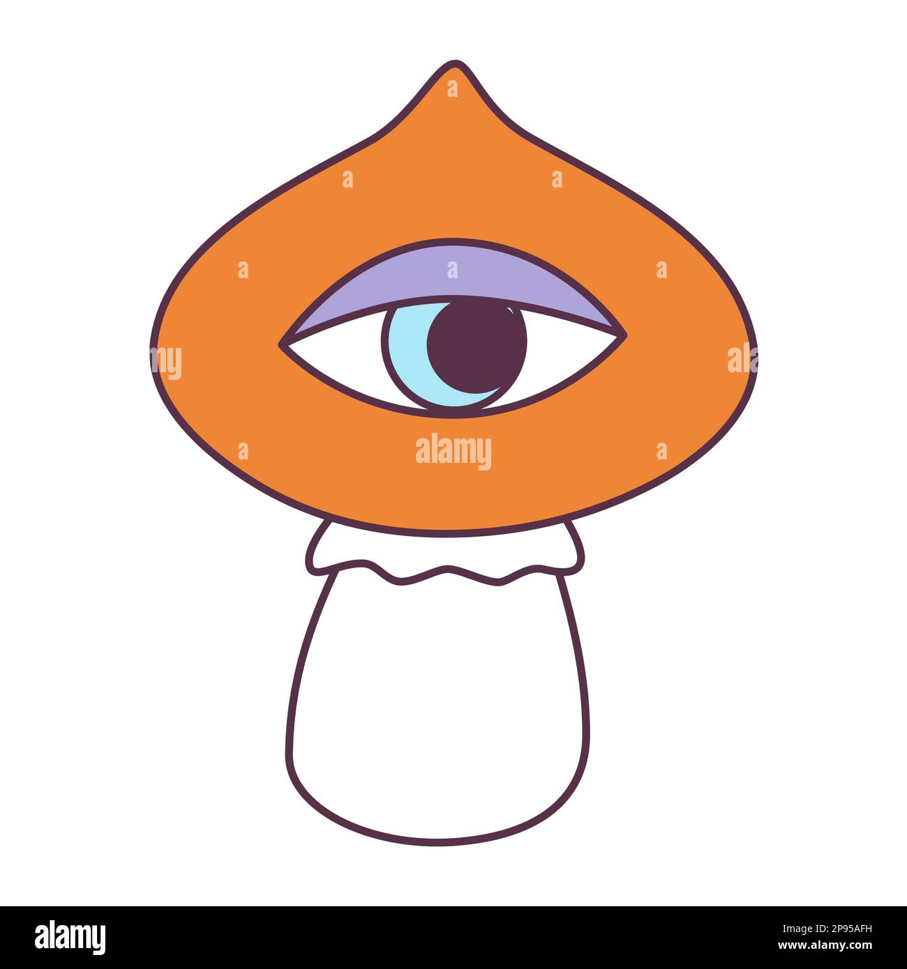 Retro 70s Groovy Hippie sticker stylizes hippie mushroom. Psychedelic ...