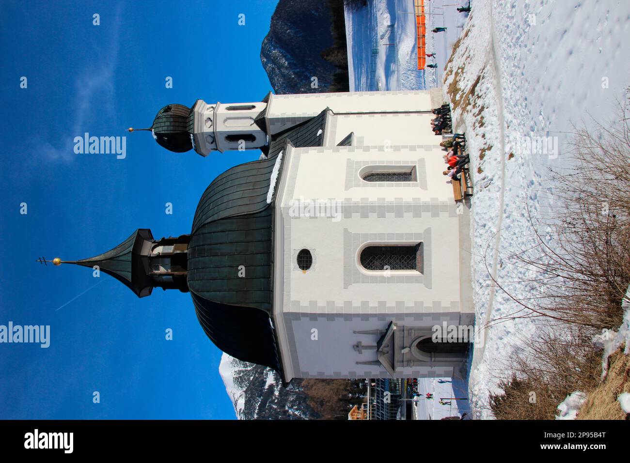Austria, Tyrol, Seefeld, Seekirchl, winter mountain landscape, church ...