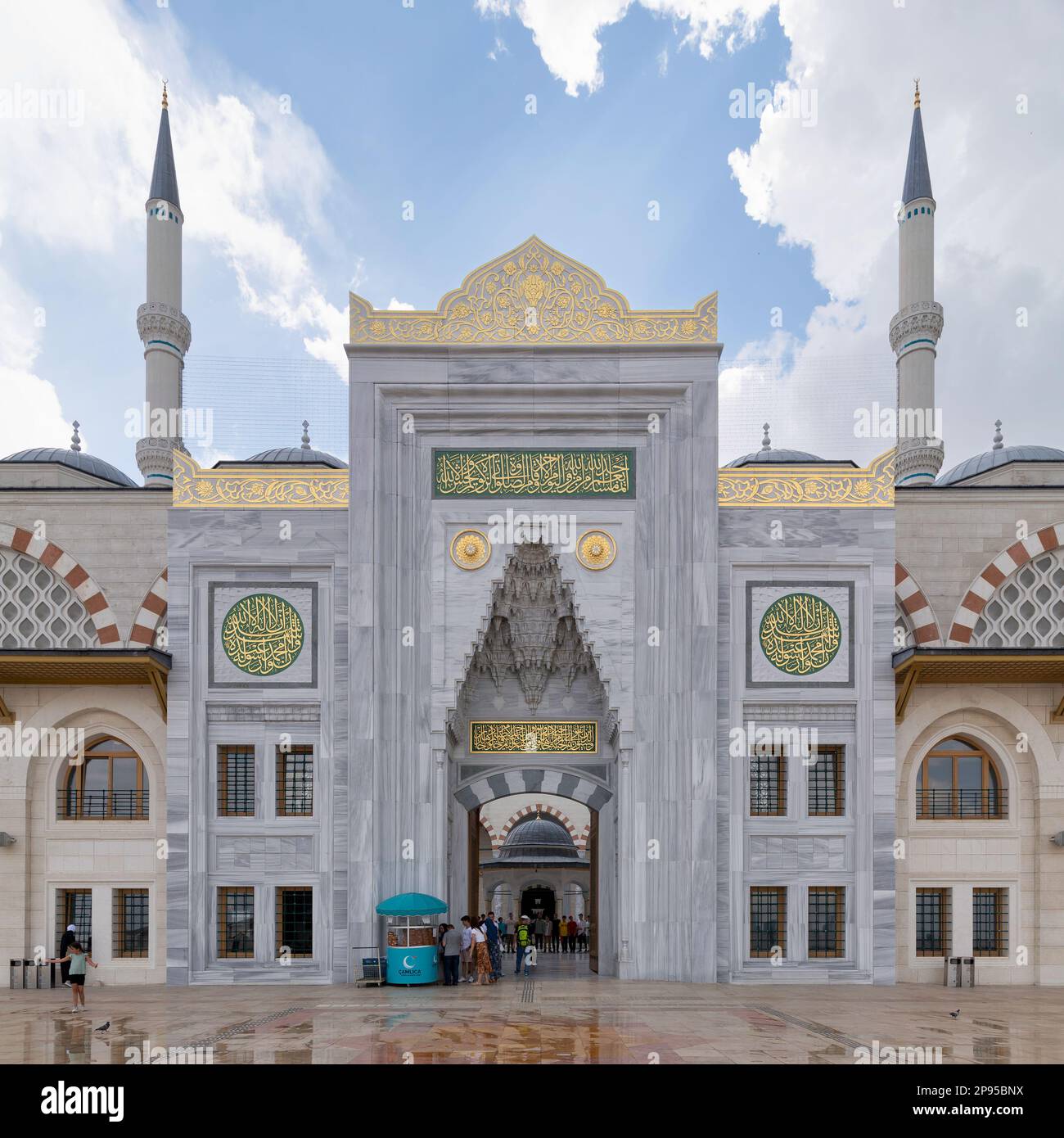 Istanbul, Turkey - September 1, 2022: Entrance of Grand Camlia Mosque ...