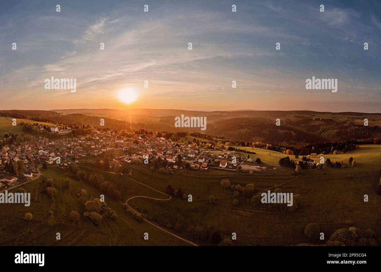 Germany, Thuringia, Masserberg, Schnett, village, mountain meadows ...