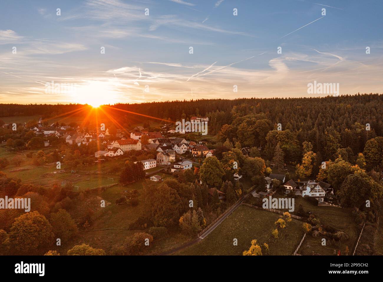 Germany, Thuringia, Saalfelder Höhe, Burkersdorf, village, gardens ...