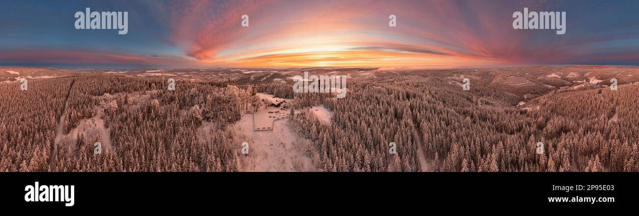 Germany, Thuringia, Ilmenau (background), Kickelhahn, observation tower ...