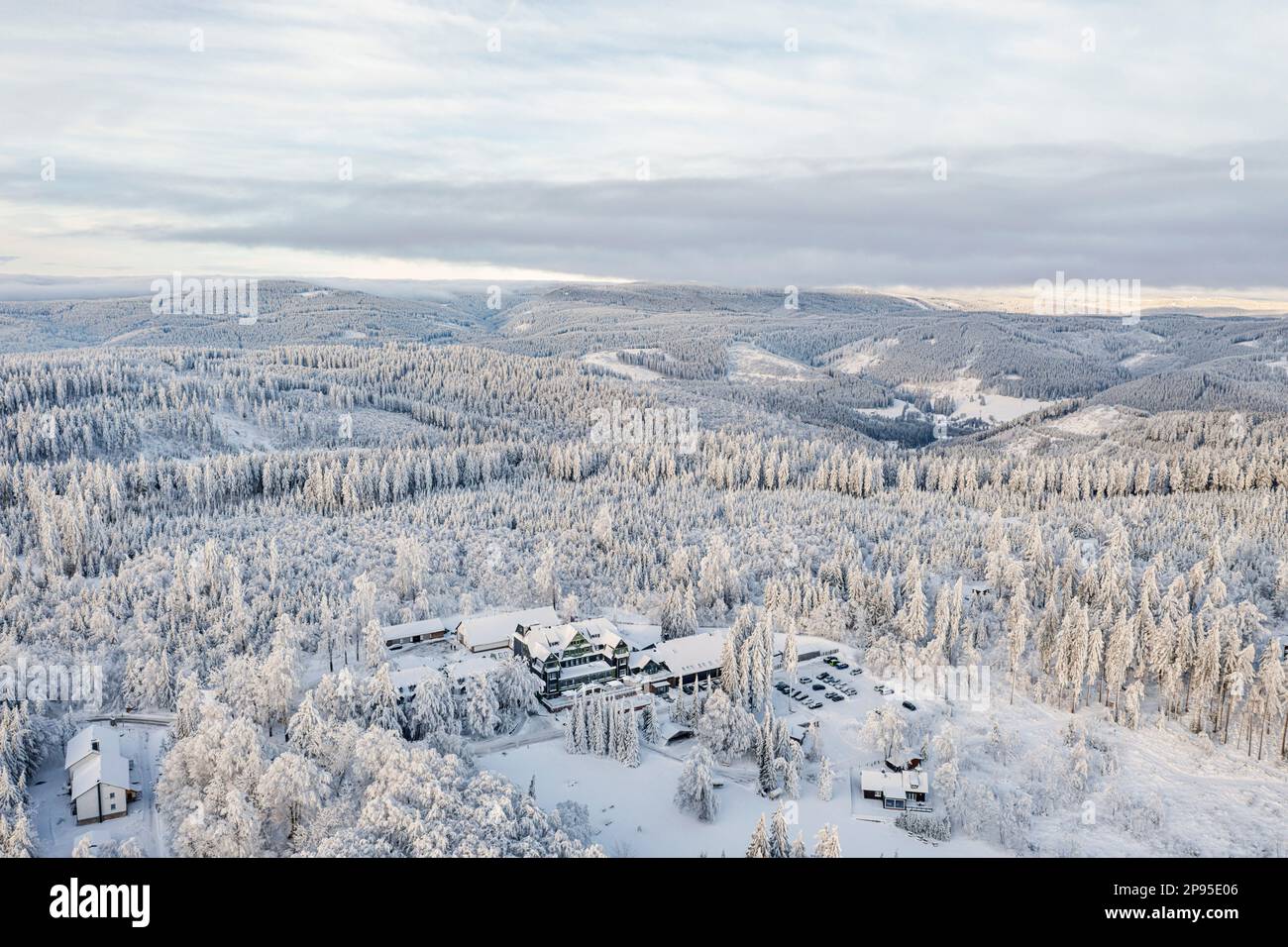 Germany, Thuringia, Ilmenau, Hotel Gabelbach, Kickelhahn, mountains ...