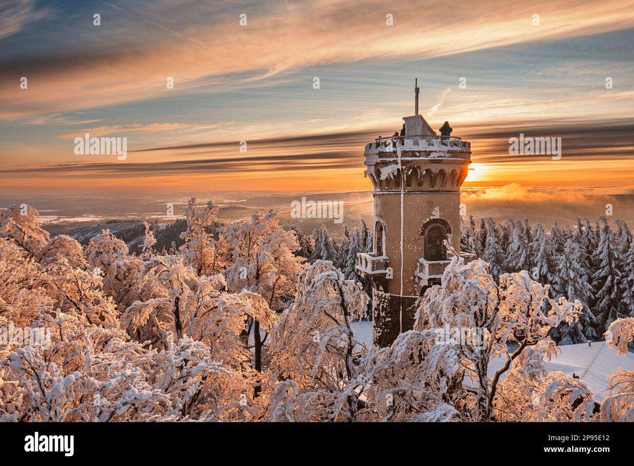 Germany, Thuringia, Ilmenau, Kickelhahn, observation tower, forest ...