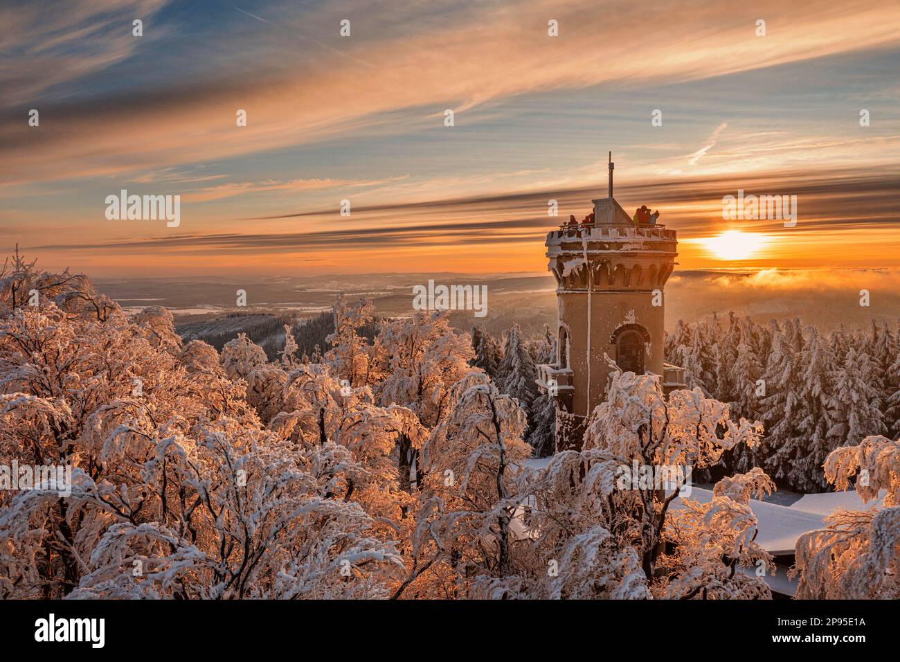Germany, Thuringia, Ilmenau, Kickelhahn, people watching and ...