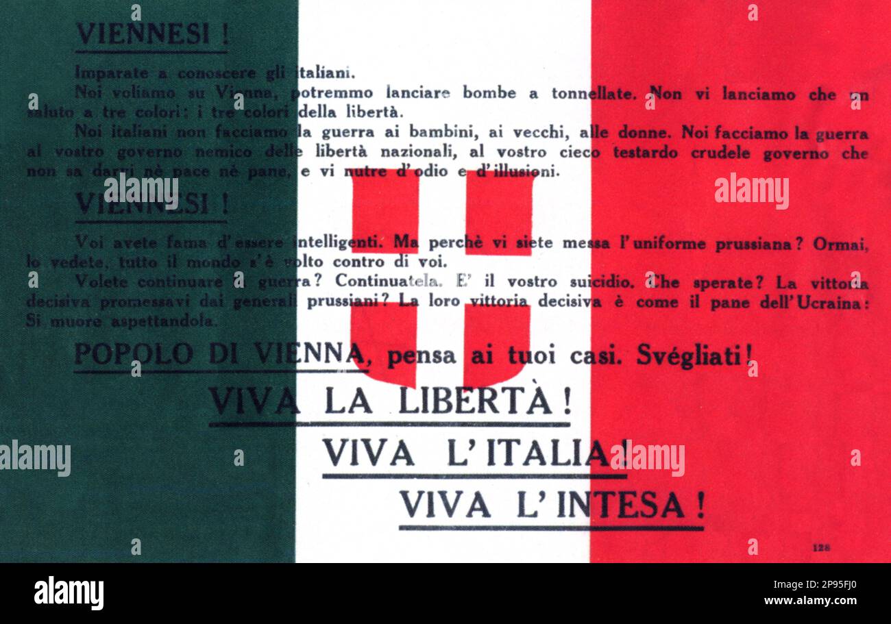 1918 , 9 august , Vienna , Austria : One of propaganda leaflets ( flyer ...