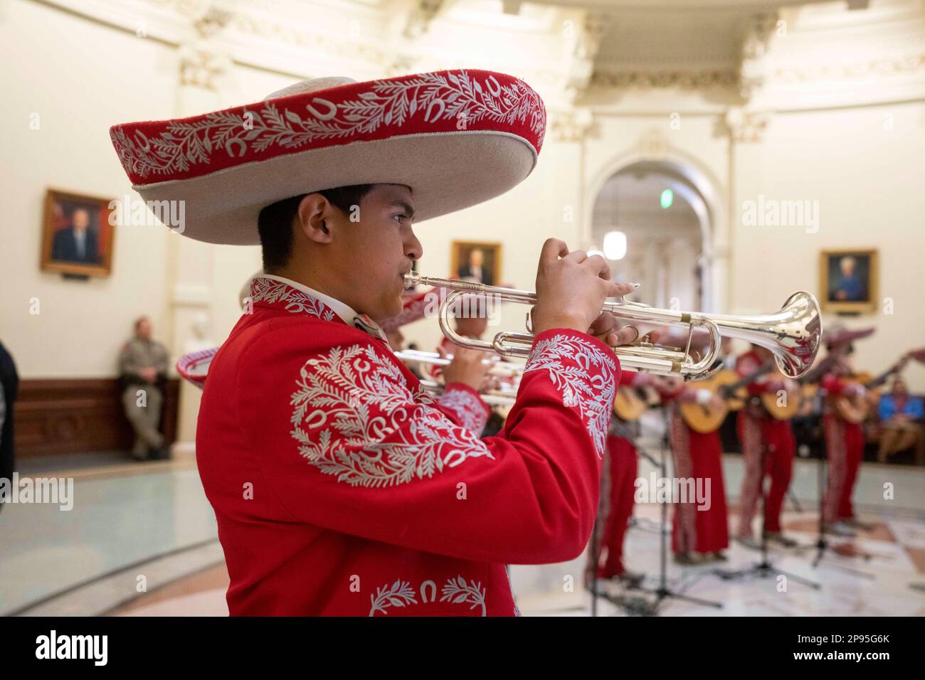 A high school mariachi from Starr County, Texas performs a noontime ...